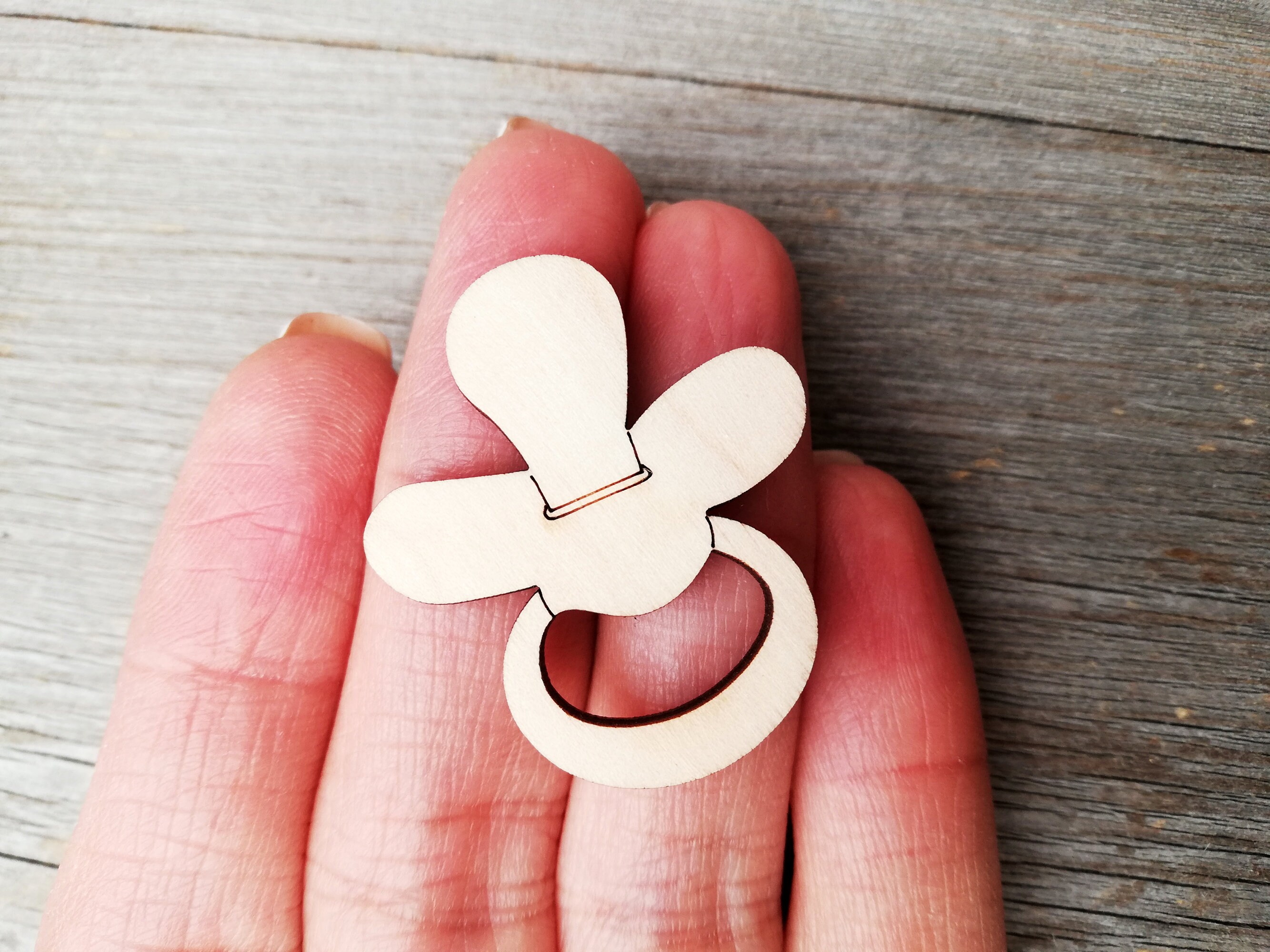 Wooden Baby Pacifier Craft Supply DIY Not Painted, Unfinished Wood ...