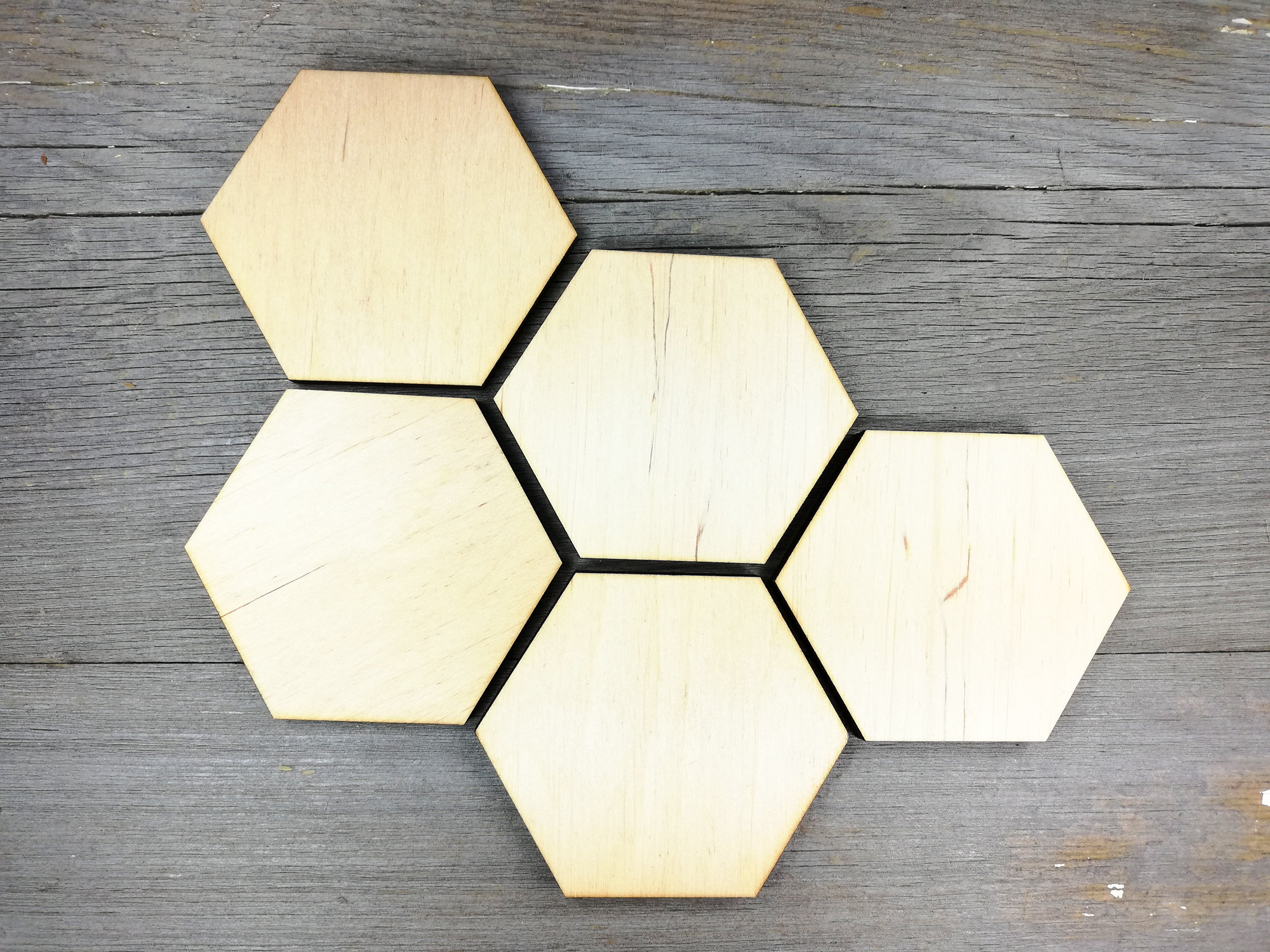 Hexagon Wooden Laser Cut Shapes, Polygon Geometric Shapes, Honeycomb ...