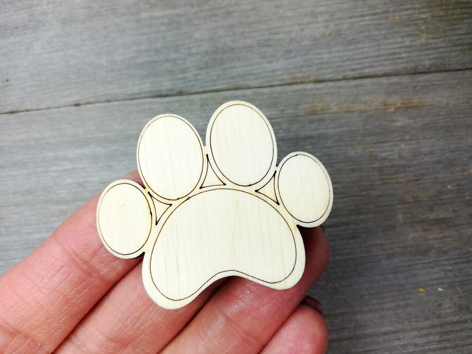 Paw Print Shape Laser Cut Wood Shapes, Unfinished Craft Supply DIY, Not ...