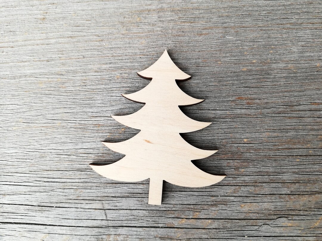 Wooden Cut Out Tree Unfinished Shape, Pine Tree Not Painted, DIY Craft ...