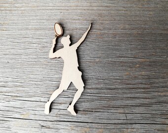 Badminton Tennis Man Player Wooden Unfinished, Shape, Paintable Tennis ...