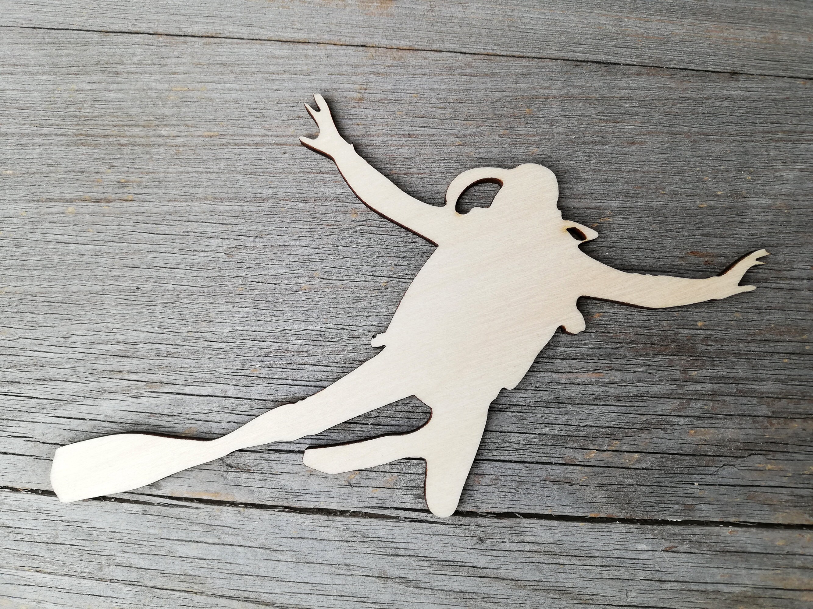 Wooden Diver With Fins and Scuba Diving Wood Cutout for Crafting ...