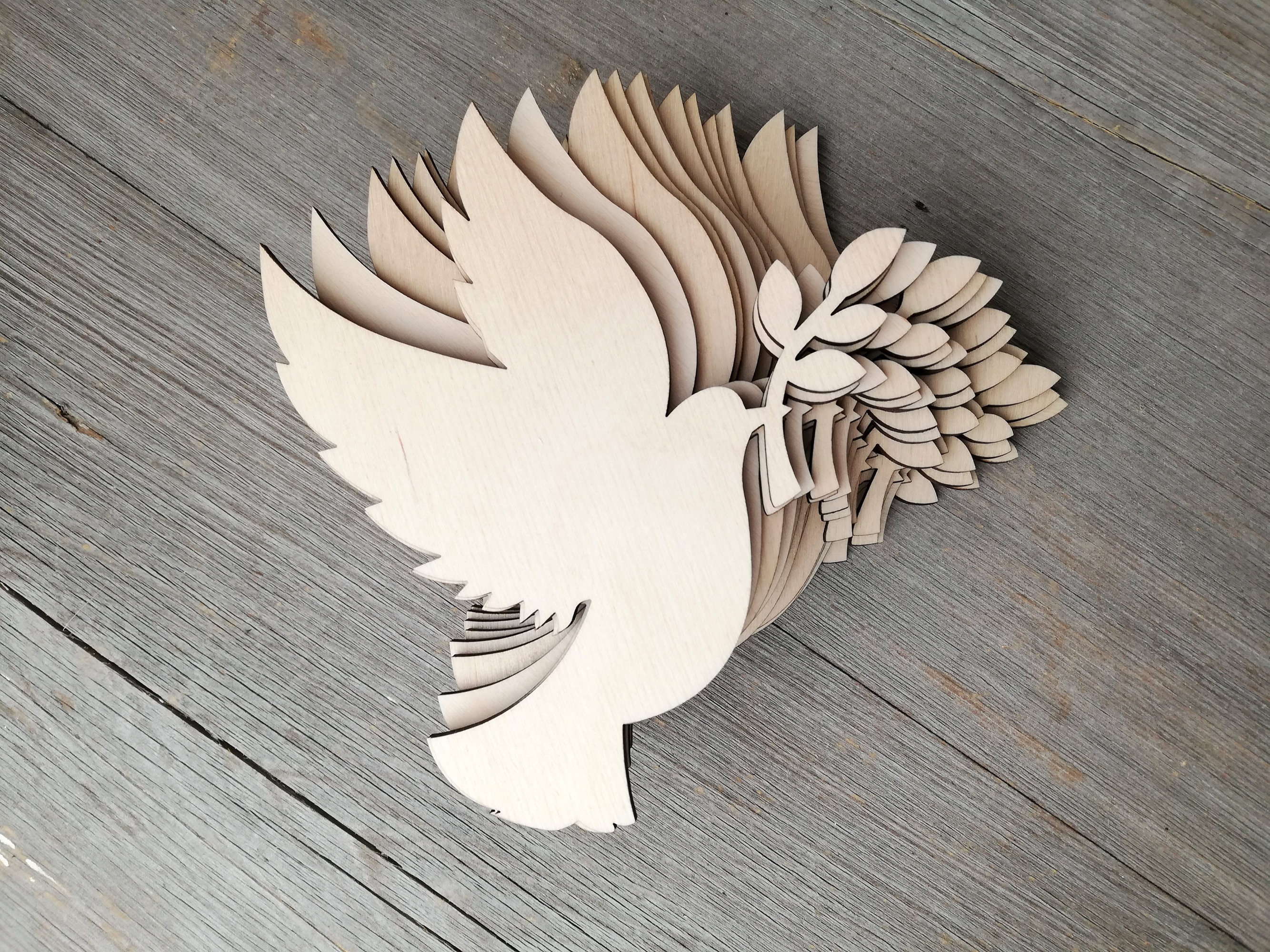 Pigeon With a Twig Laser Cut Shapes, Dove Laser Cut Unfinished Wooden ...
