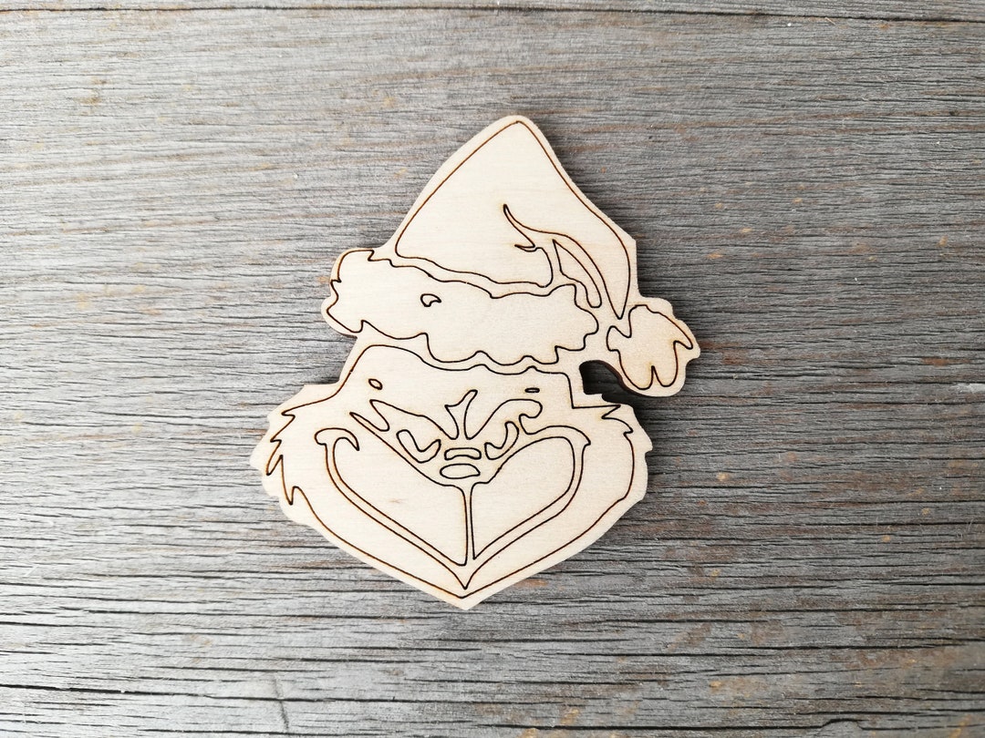 Grinch Head - Wood Cutout Shapes DIY, Christmas Wall Decor Unfinished ...