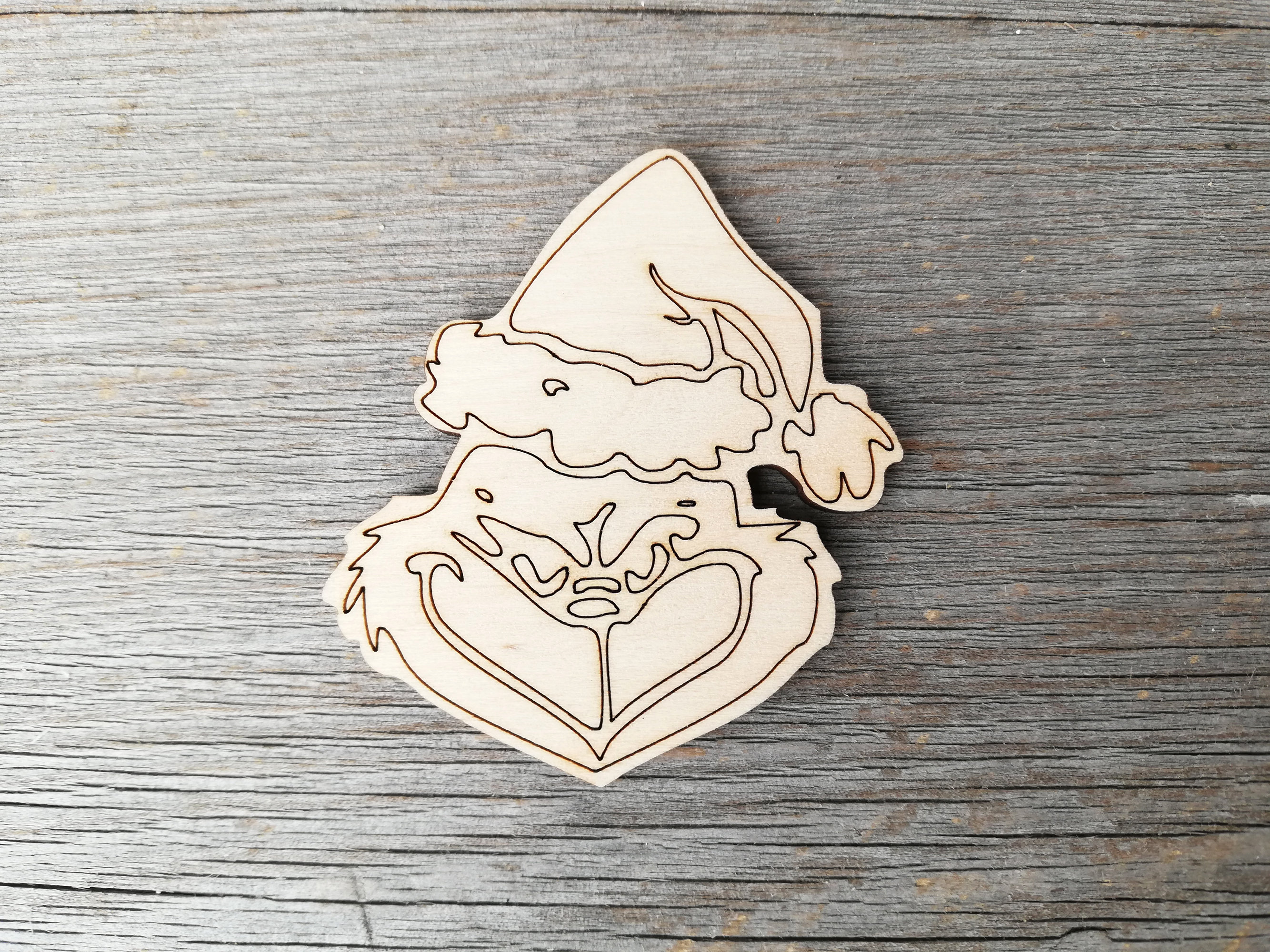 Grinch Head - Wood Cutout Shapes DIY, Christmas Wall Decor Unfinished ...