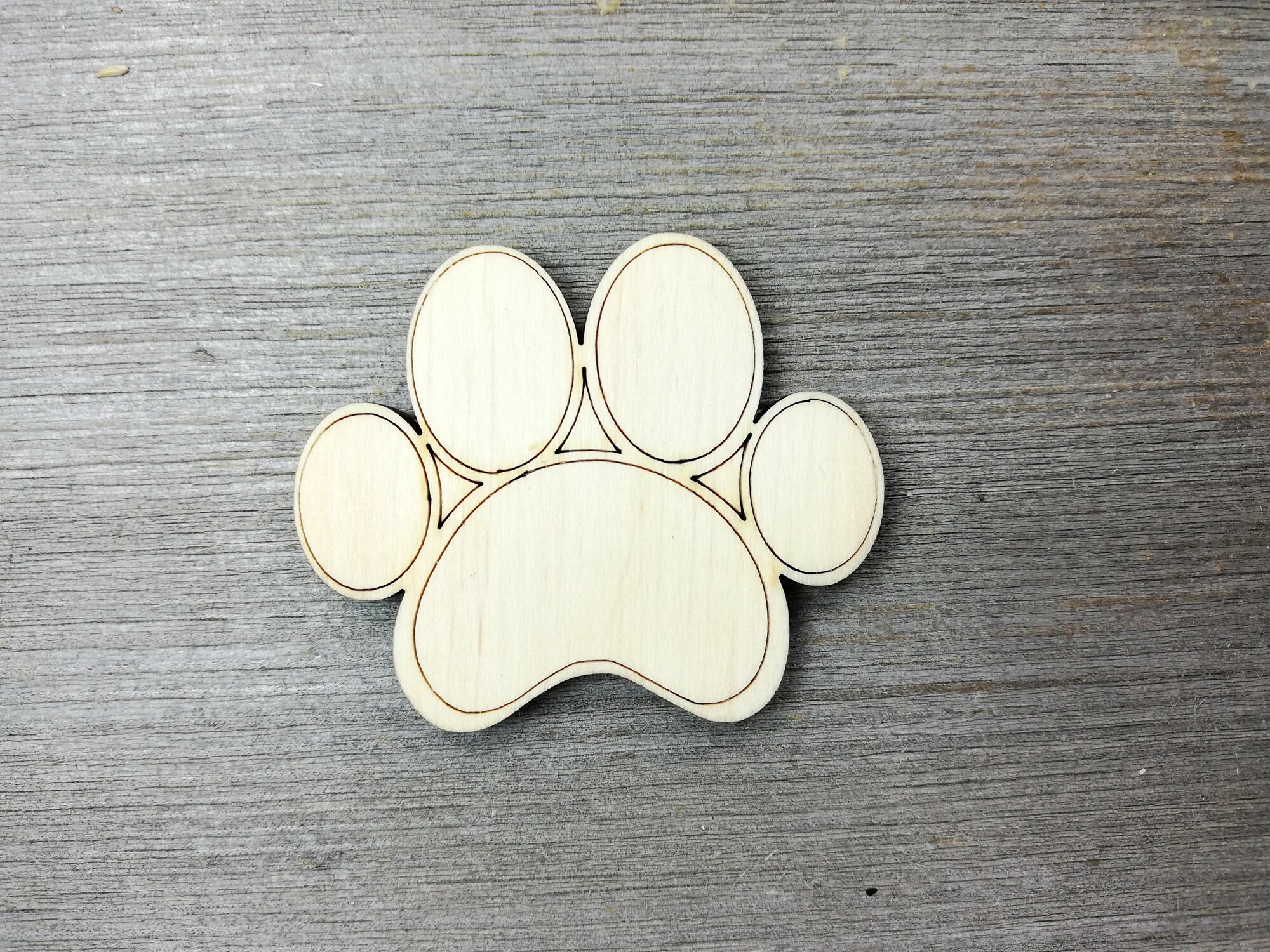 Paw Print Shape Laser Cut Wood Shapes, Unfinished Craft Supply DIY, Not ...