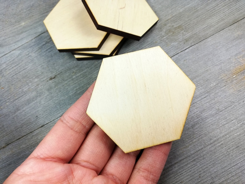 Hexagon Wooden Laser Cut Shapes, Polygon Geometric Shapes, Honeycomb ...
