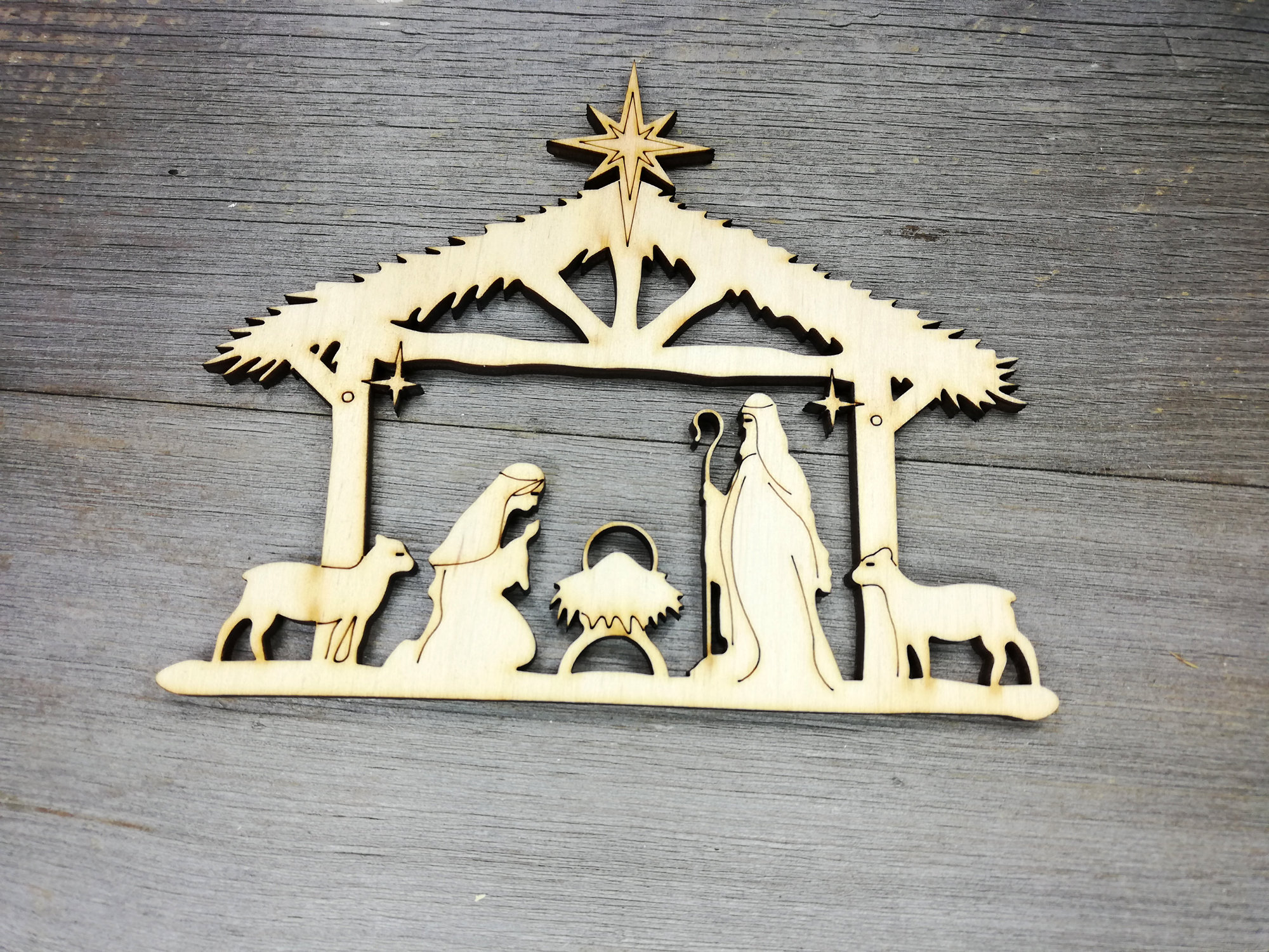 Nativity Manger Scene Wooden Shapes, Christmas Craft, Laser Cut Wood ...
