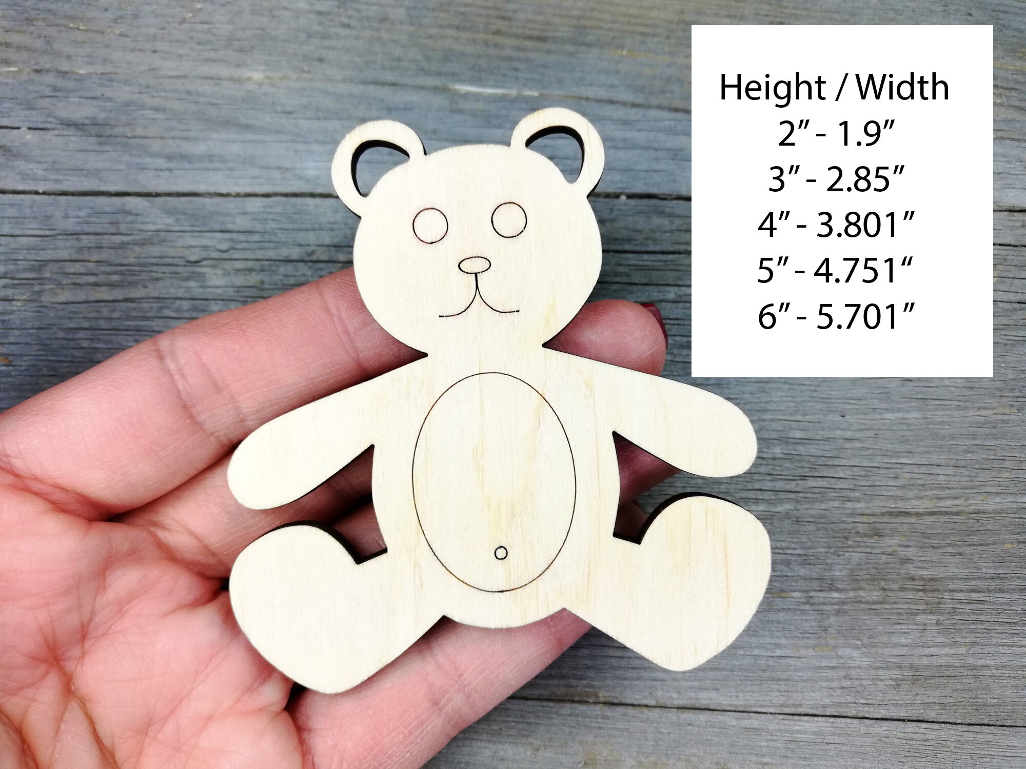 Teddy Bear Wooden Laser Cut Shape, Wooden Cutouts, Unfinished, Plywood ...