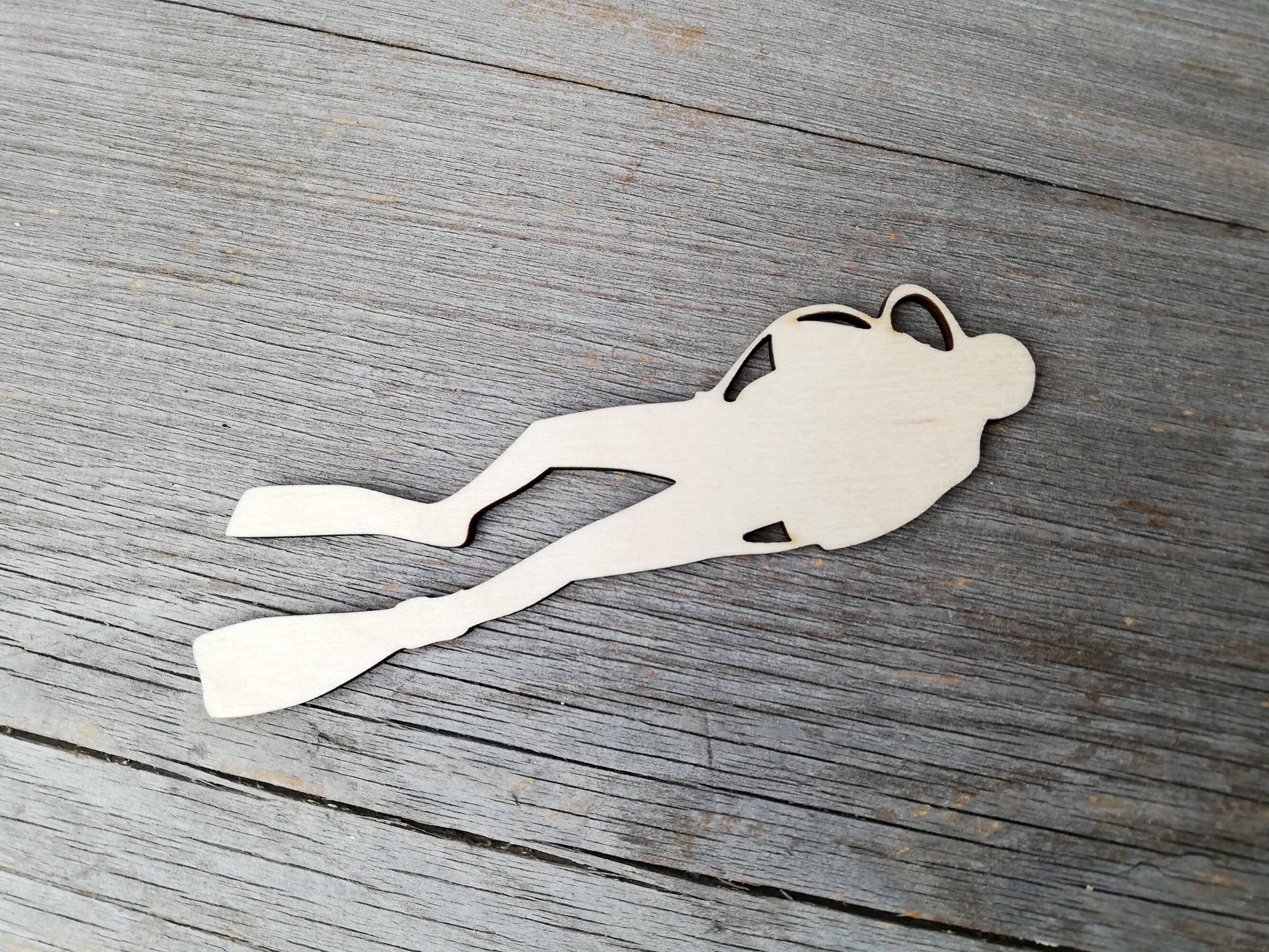 Wooden Diver With Scuba and Fins, Diving - Wood Cutout for Crafting ...