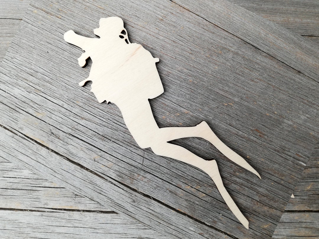 Diver With Scuba and Fins, Diving - Wood Cutout for Crafting Template ...