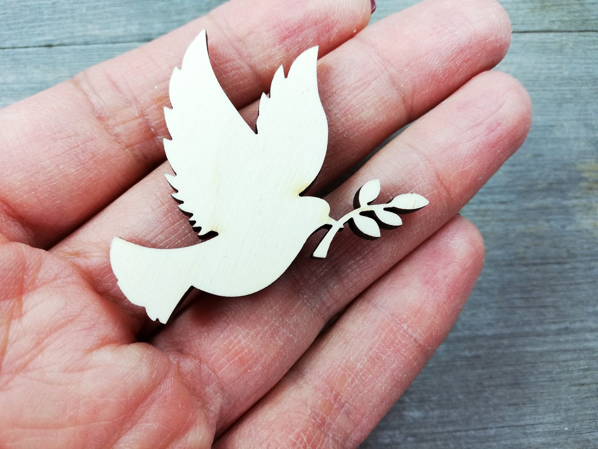 Pigeon With a Twig Laser Cut Shapes, Dove Laser Cut Unfinished Wooden ...