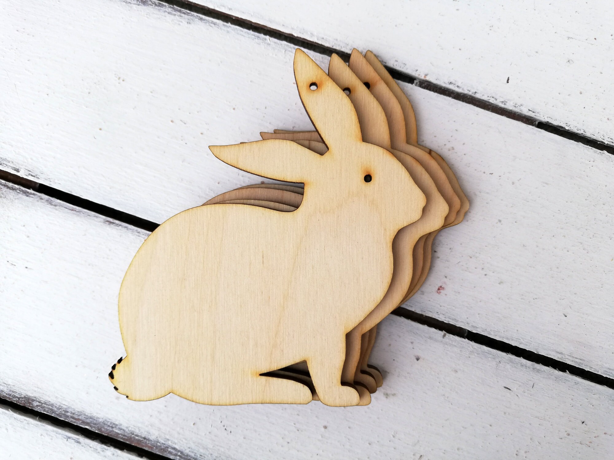 Rabbit Laser Cut Out Unfinished Wood Shape Craft Supply, Rabbit Tags ...