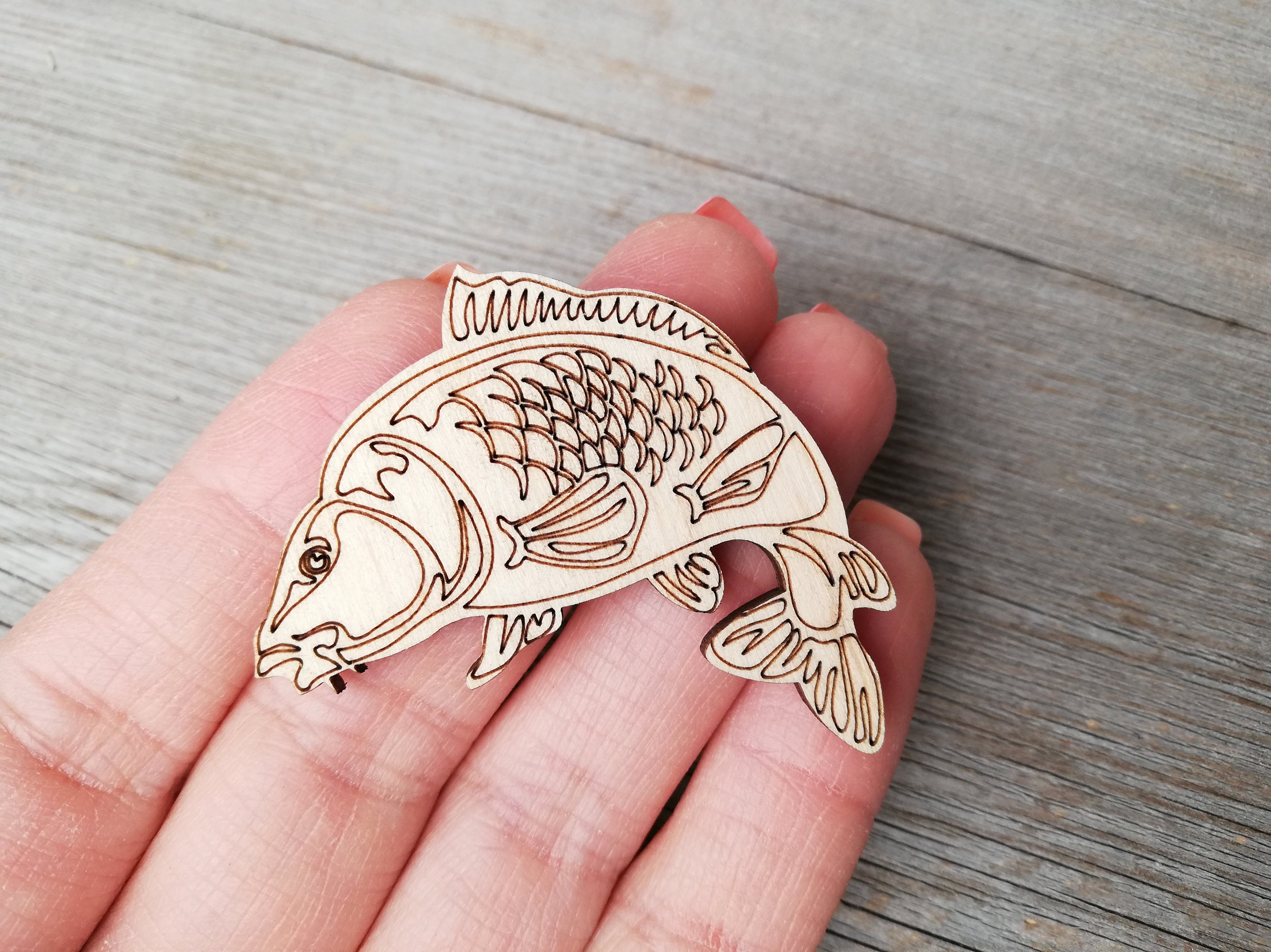 Wooden Carp Fish Fisher Fisherman Decor Wooden Wall Decoration Not ...