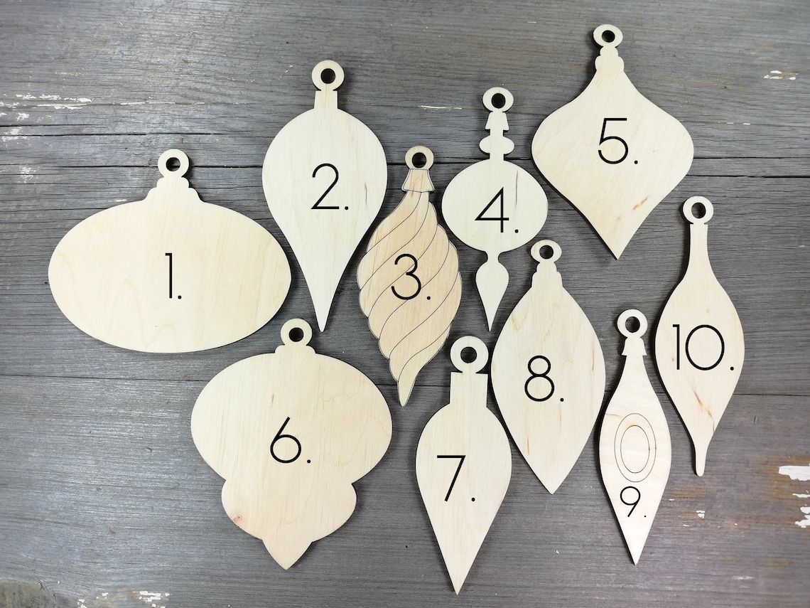 Laser Cut Wooden Unfinished Christmas Ornaments for Christmas Tree, Wooden Shapes Craft Supply ...
