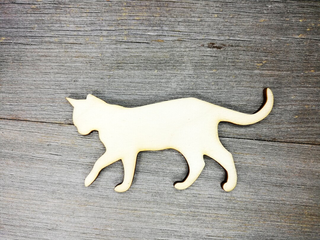 Cat - Wooden Laser Cut Shapes, Walking Cat Laser Cut Wood Cutouts Shape ...