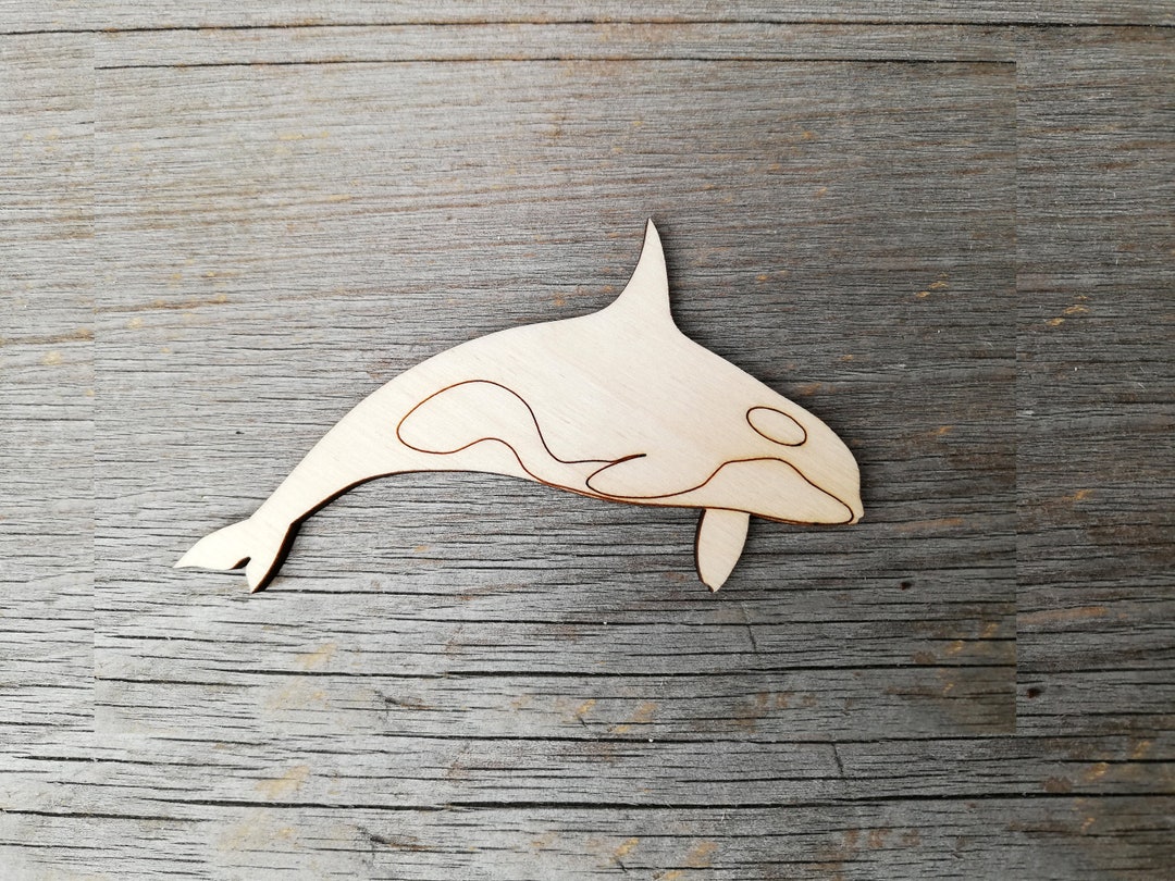 Orca, Killer Whale Fish 3mm Wood Cutout Shapes DIY, Unfinished Craft ...