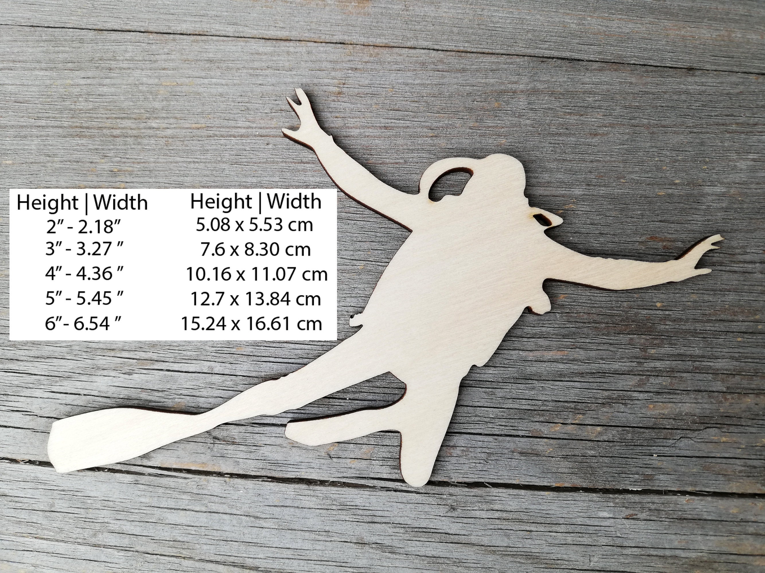 Wooden Diver With Fins and Scuba Diving - Wood Cutout for Crafting ...