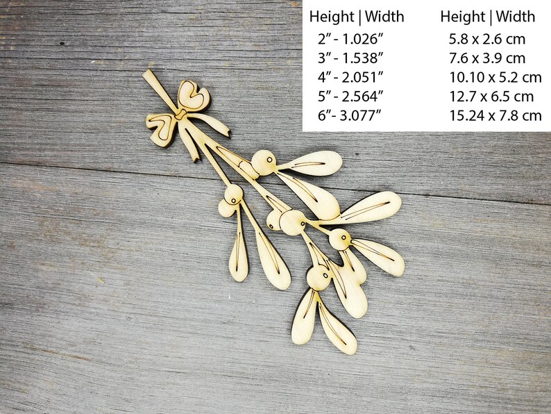 Mistletoe Branch Wooden Shapes Christmas Craft Laser Cut Wood - Etsy