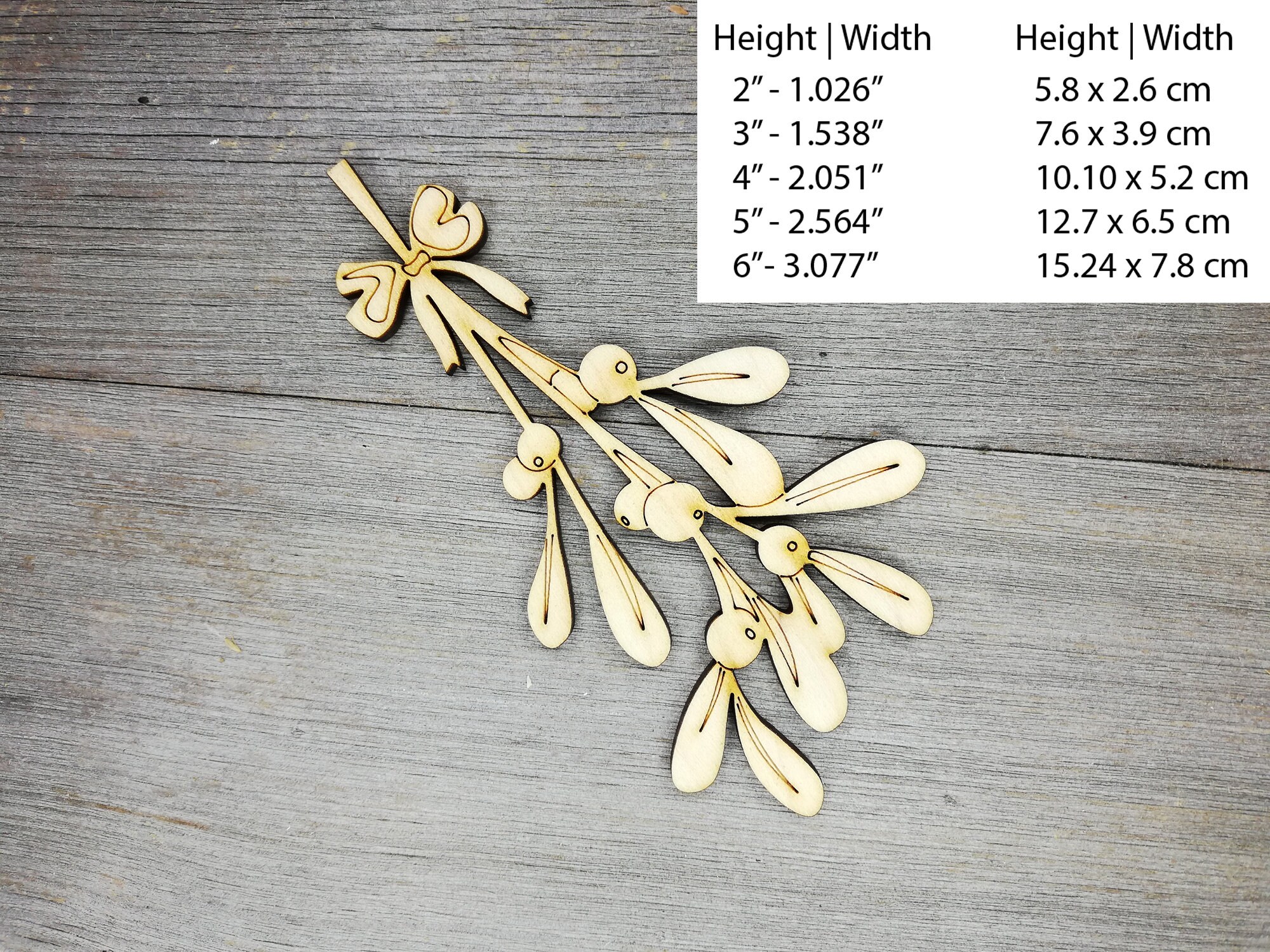 Mistletoe Branch Wooden Shapes Christmas Craft, Laser Cut Wood Cutouts ...