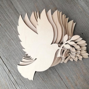 Pigeon With a Twig Laser Cut Shapes, Dove Laser Cut Unfinished Wooden ...
