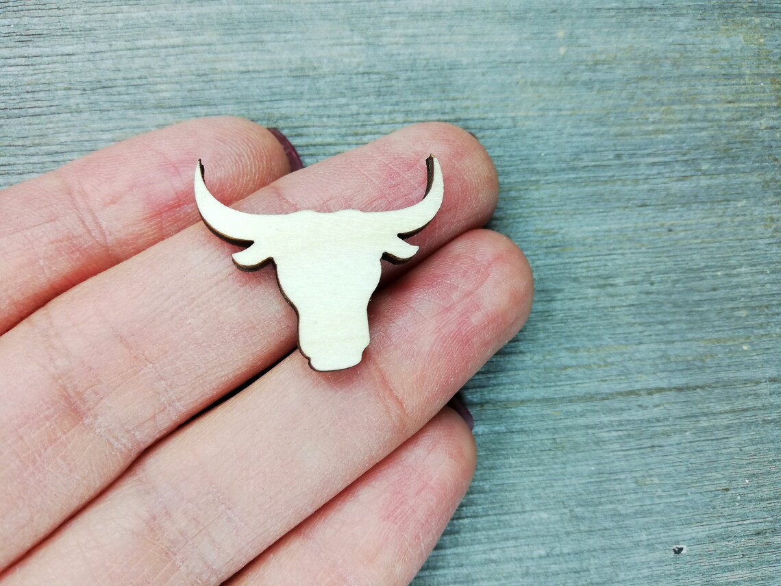 Bull Head Shape Laser Cut Wood Shapes, Unfinished Craft Supply DIY, Not ...