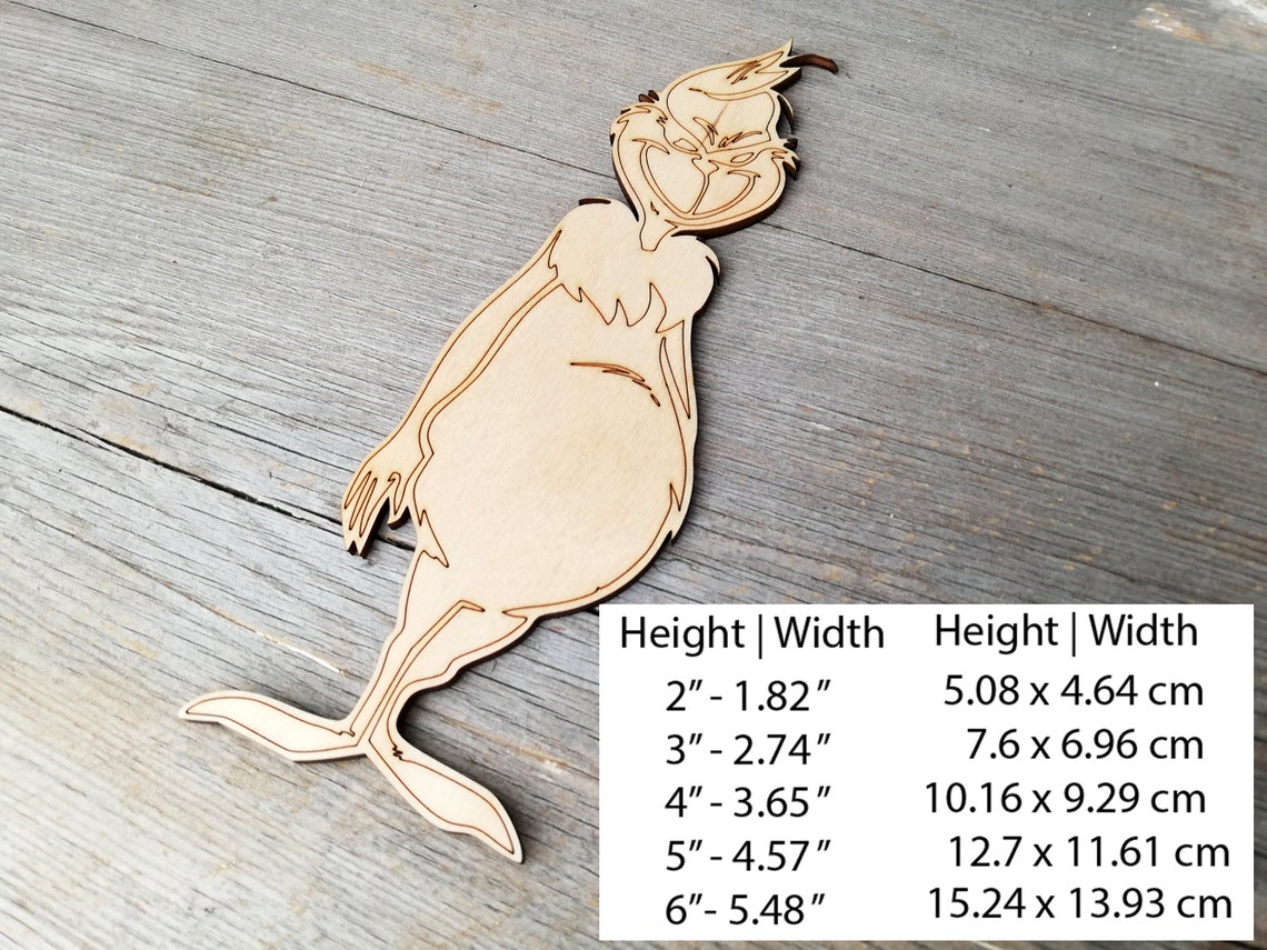 Grinch - Wood Cutout Shapes DIY, Christmas Wall Decor Unfinished Craft ...