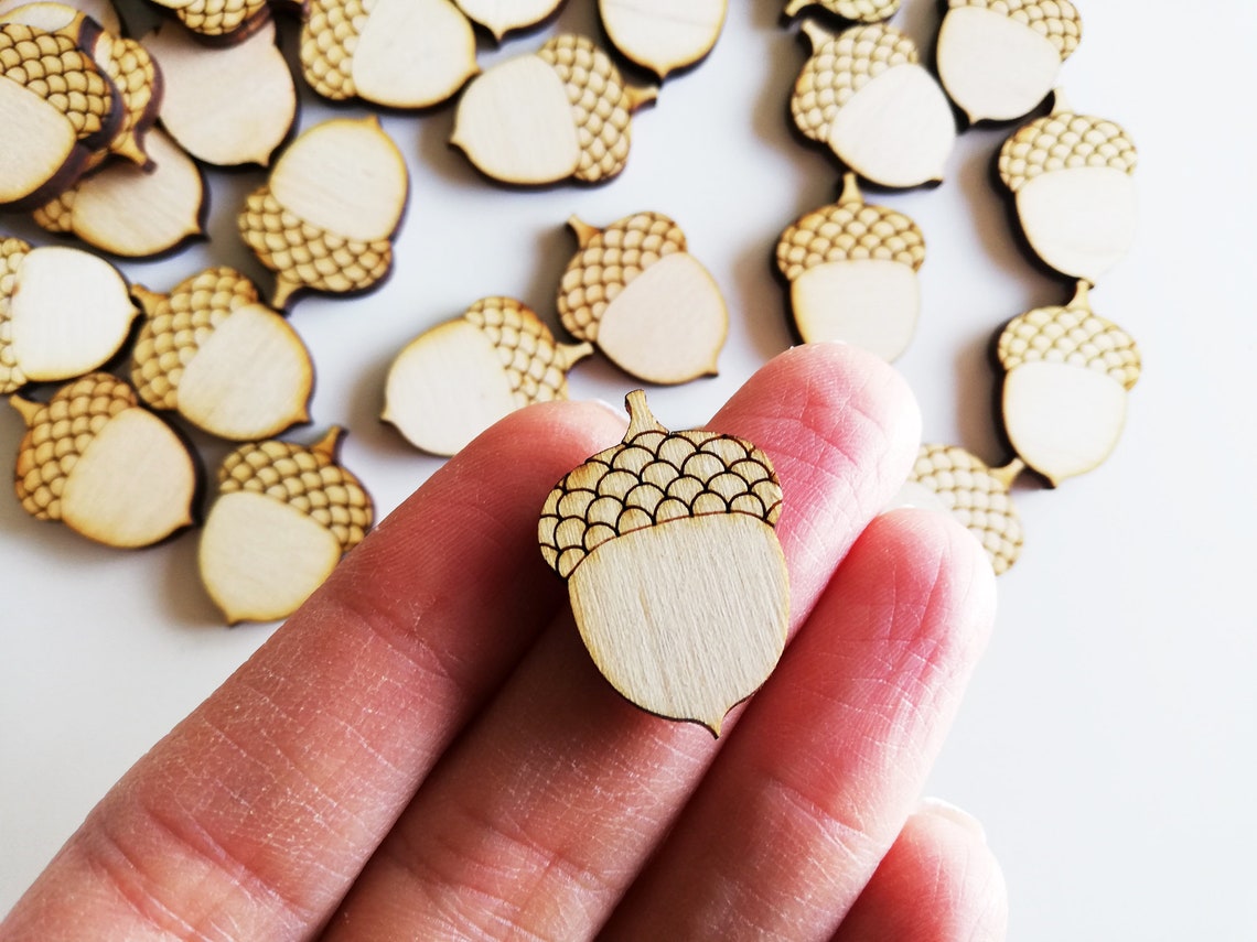 Acorn Unfinished Wooden Shapes, Laser Cut Wooden Shapes, Craft Supply ...