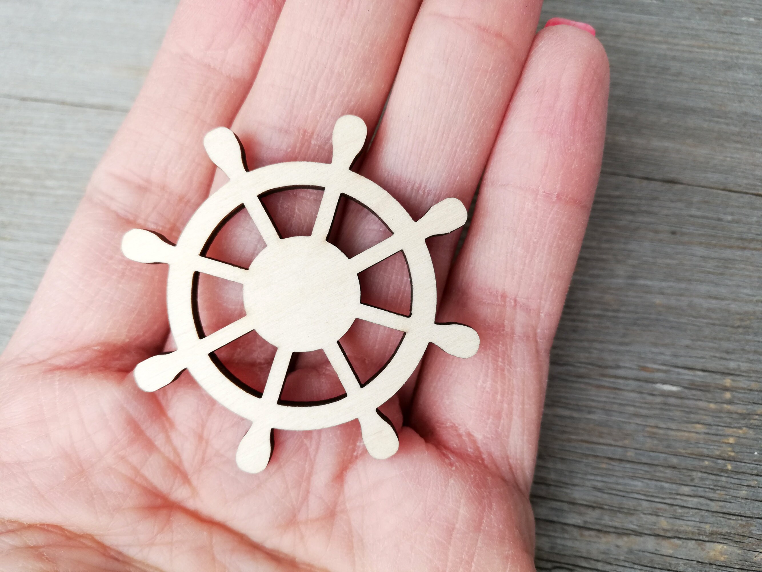 Wooden Ship Steering Wheel Beach Sea Coastal Captains Decor Nautical ...