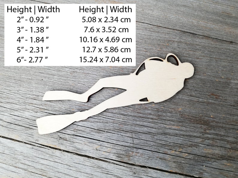 Wooden Diver With Scuba and Fins, Diving - Wood Cutout for Crafting ...