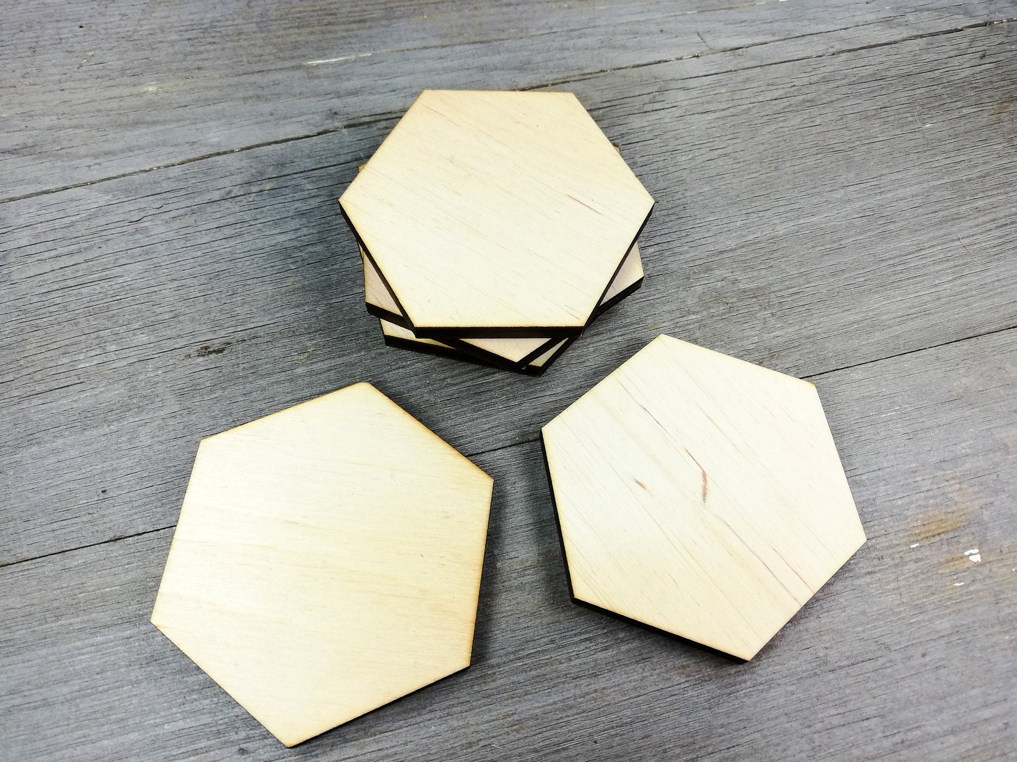 Hexagon Wooden Laser Cut Shapes, Polygon Geometric Shapes, Honeycomb ...