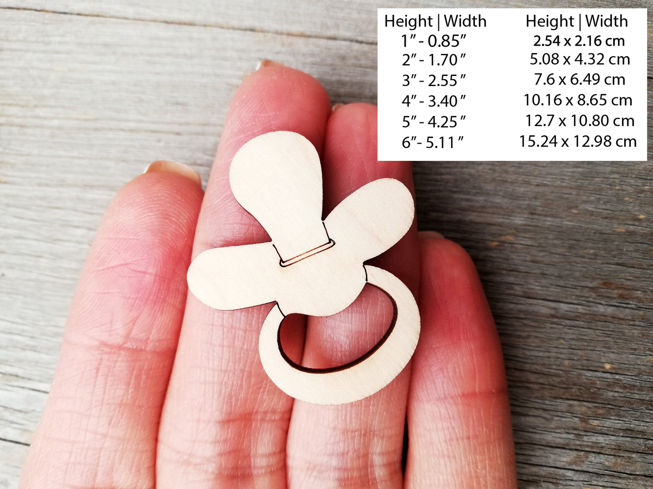 Wooden Baby Pacifier Craft Supply DIY Not Painted, Unfinished Wood ...