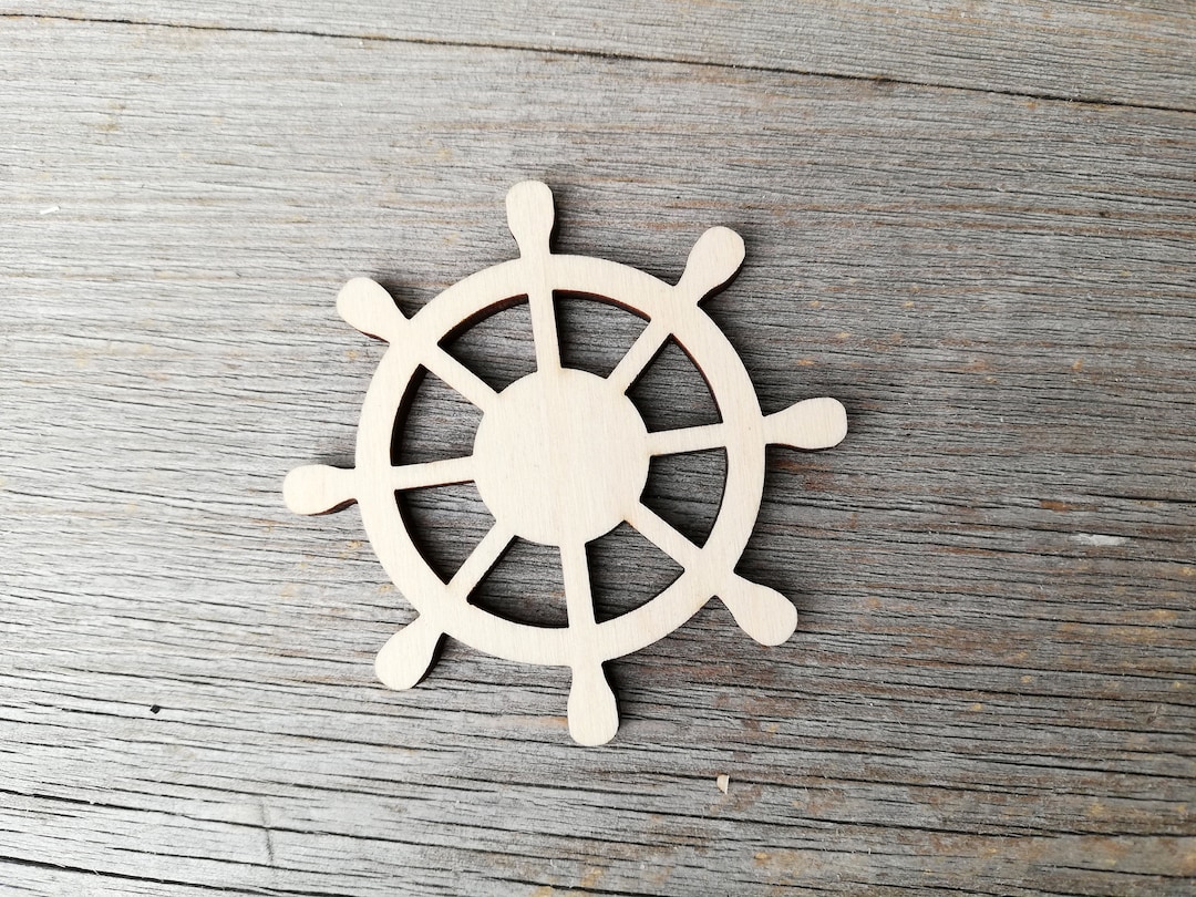Wooden Ship Steering Wheel Beach Sea Coastal Captains Decor Nautical ...