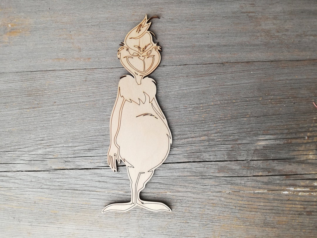 Grinch - Wood Cutout Shapes DIY, Christmas Wall Decor Unfinished Craft ...