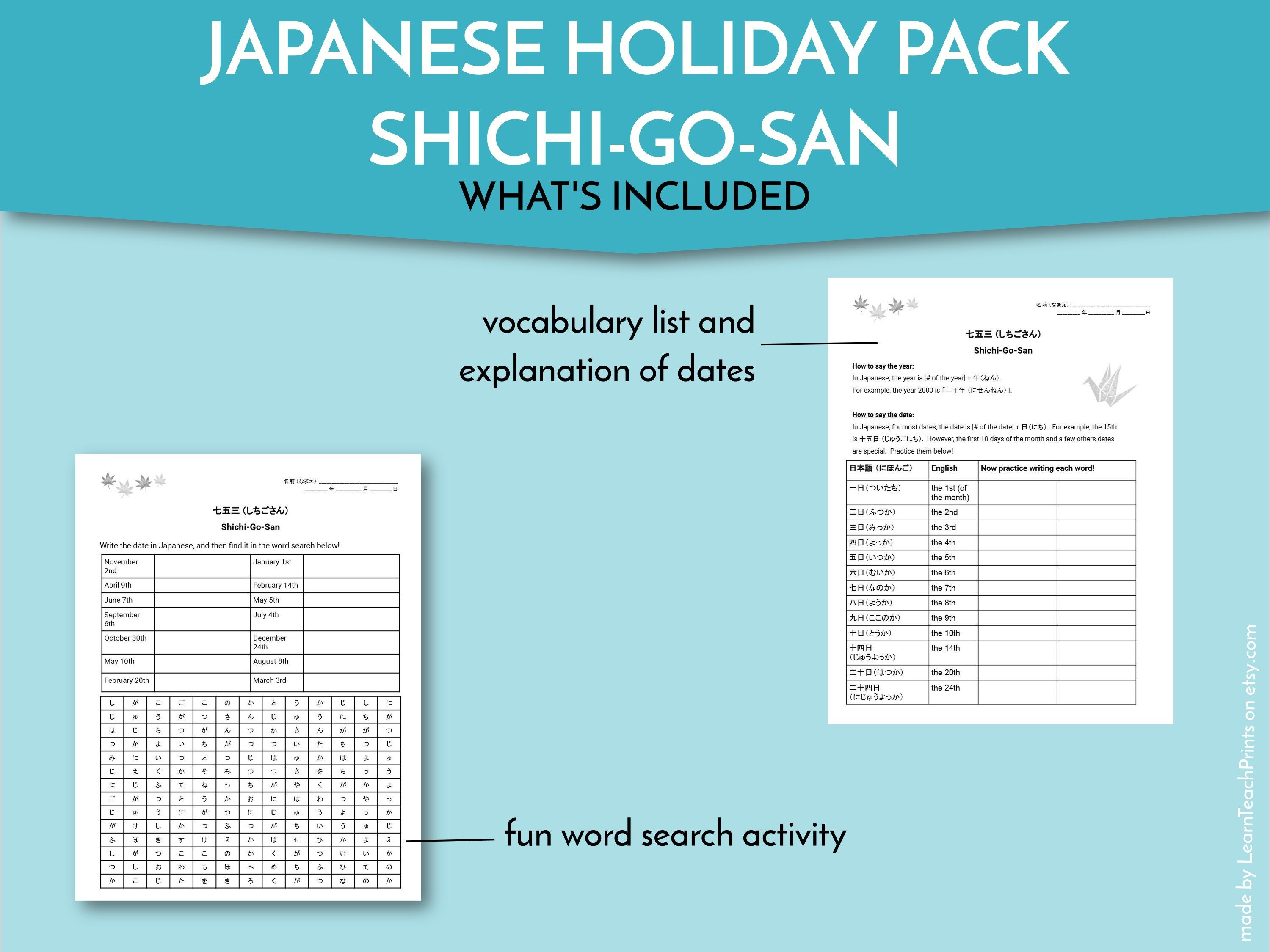 Japanese Holiday Worksheets: Shichi-go-san (november) | for All Levels ...
