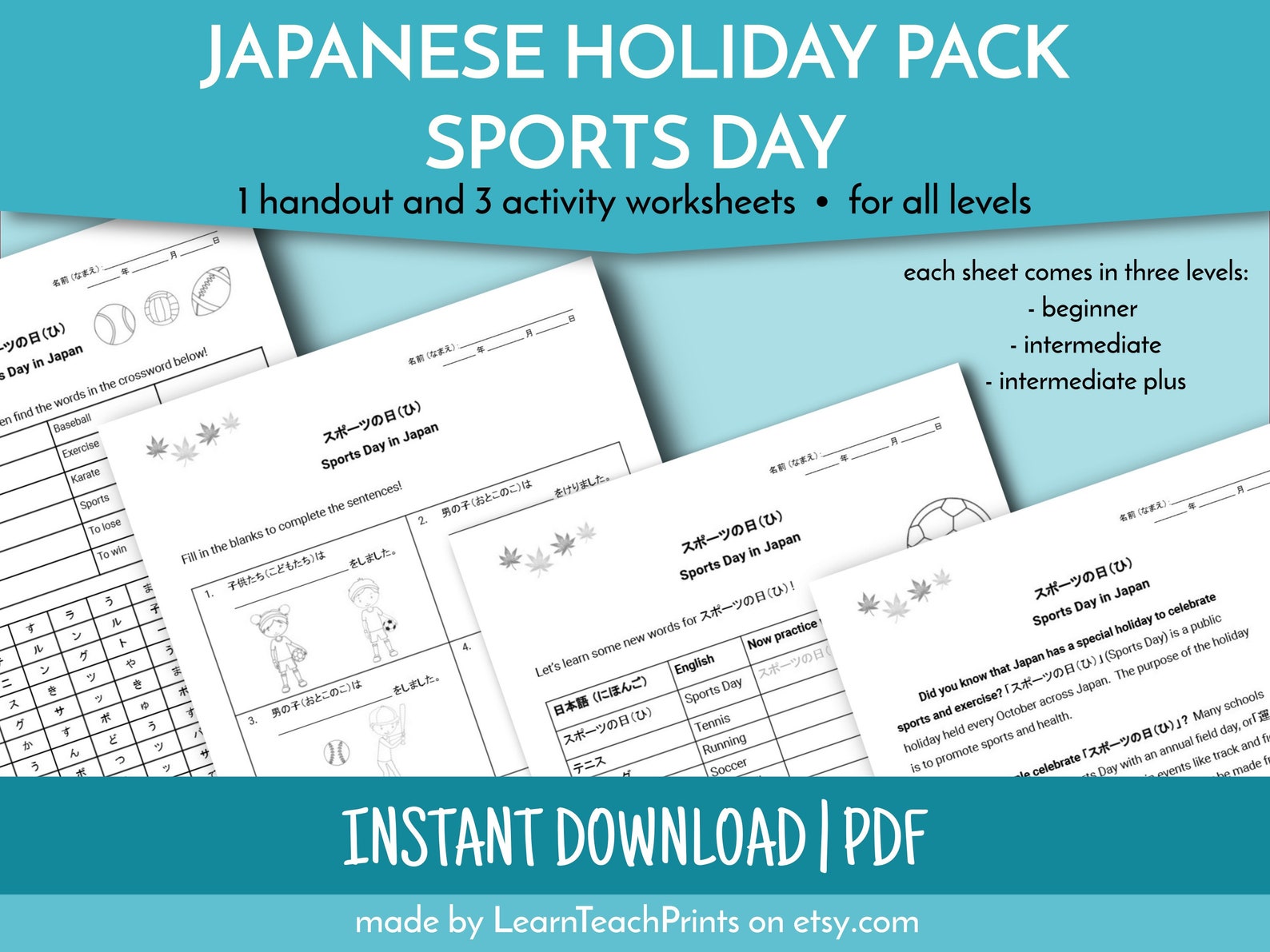 Japanese Holiday Worksheets: Sports Day (october) | for All Levels ...
