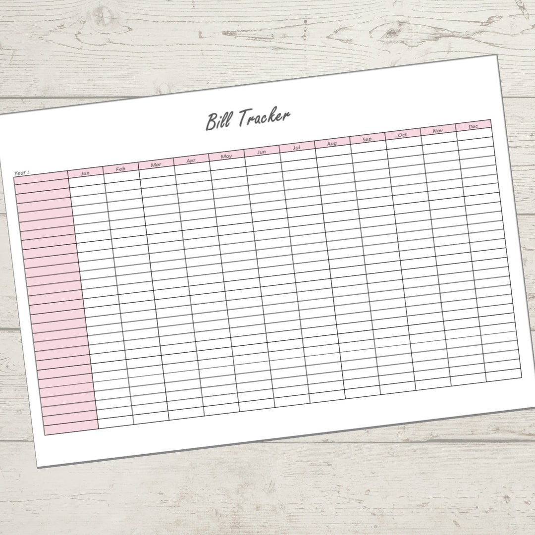 Bill Tracker Template - Etsy