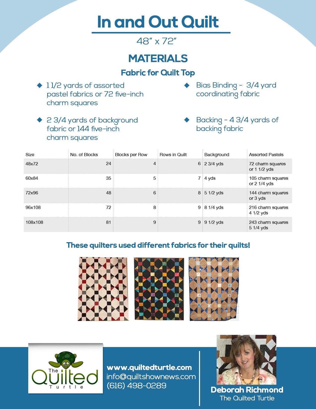 Quilt Pattern - in and Out - Charm Pack and Layer Cake Friendly Design ...