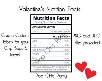 Valentine Nutrition Facts Png - Etsy