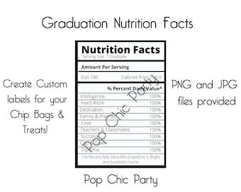 Graduation Nutrition Facts Png - Etsy