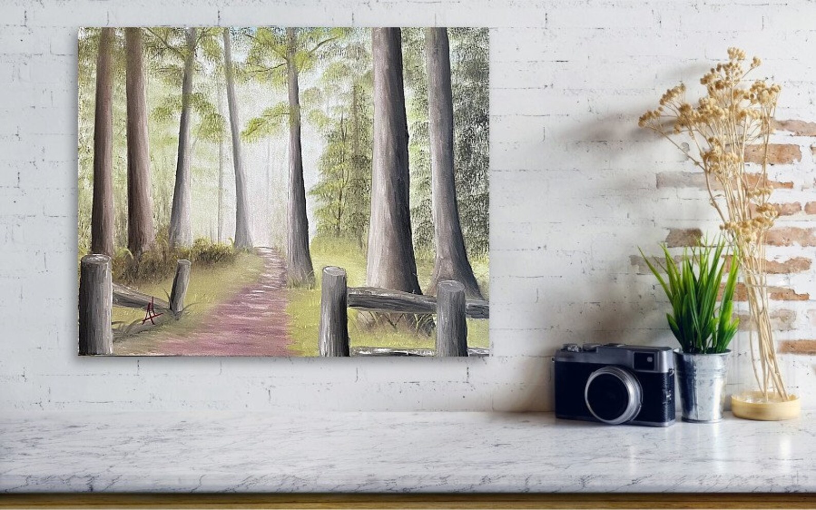 Original Oil Painting Misty Forest Trail Bob Ross Style - Etsy
