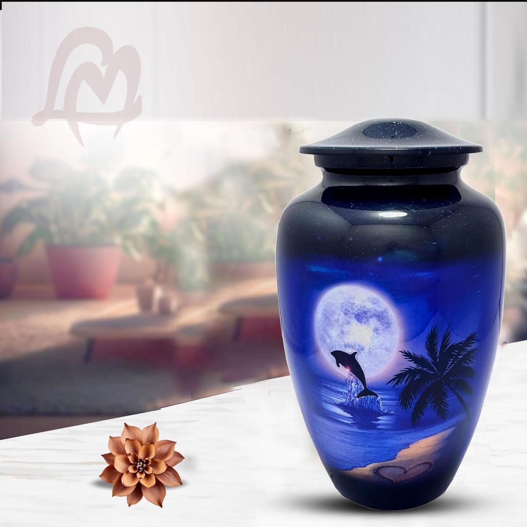 LOVE MEMORIALS Cremation Urns- Moon Dolphin Adult Urn –best Urn for ...
