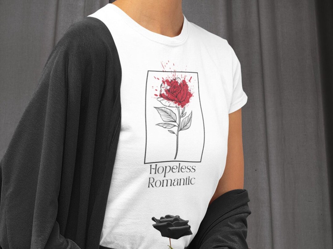 Hopeless Romantic Goth Shirt, Gothic Clothes, Black and Red Rose Tshirt ...