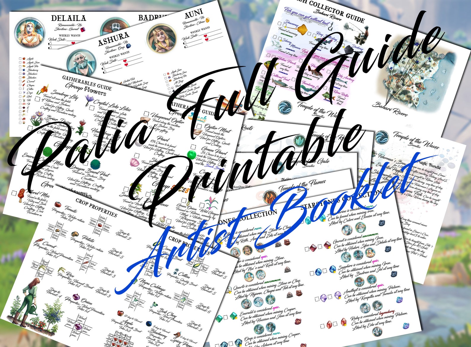 Palia Printable Guide: Villager Gifts, Bugs, Fish, Mining (PDF) - Etsy