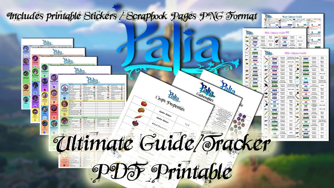 Palia Full Tracker Guide Bundle PDF Printable Gift Guide Bugs and Fish ...