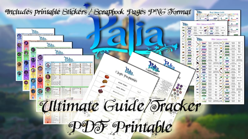 Palia Full Tracker Guide Bundle PDF Printable Gift Guide Bugs and Fish ...