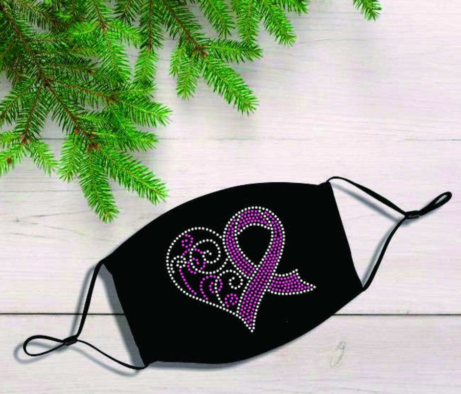 Breast Cancer Awareness Pink Ribbon Face Mask With Filter Pocket and ...