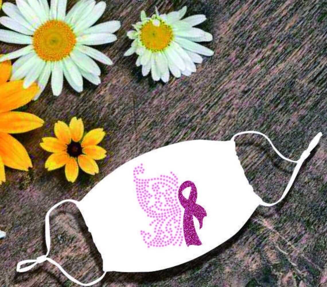 Breast Cancer Awareness Pink Ribbon Face Mask With Filter Pocket and ...