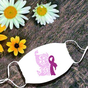 Breast Cancer Awareness Pink Ribbon Face Mask With Filter Pocket and ...