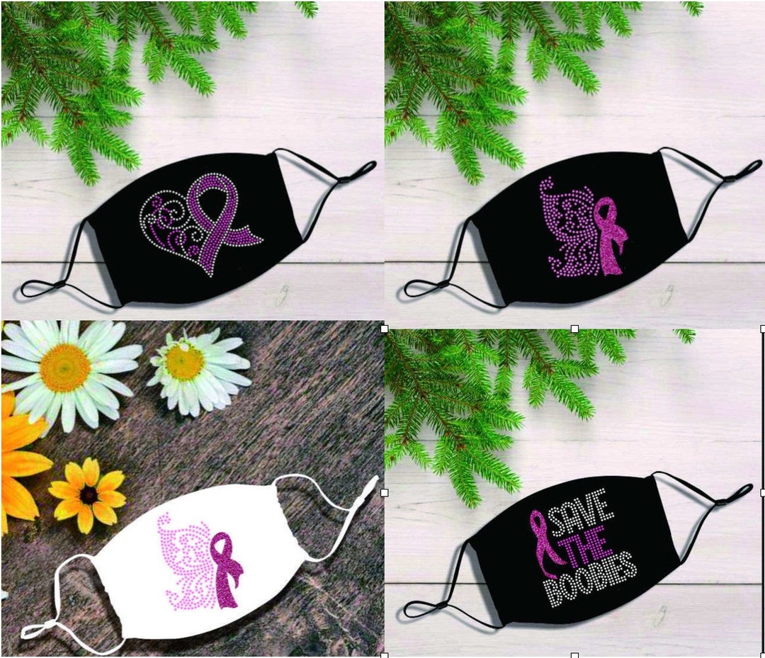 Breast Cancer Awareness Pink Ribbon Face Mask With Filter Pocket and ...